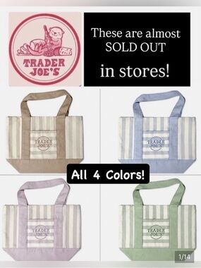 Trader Joe'S | Bags | Viral Trader Joes Striped Mini Tote Full Set Of 4 ...